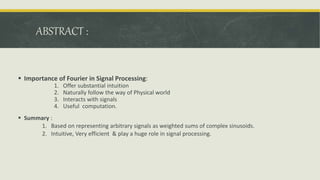 Application of Fourier Transformation | PPTX
