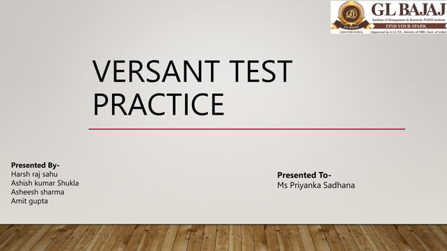 PPT of Versant Test for English Improvement | PPTX