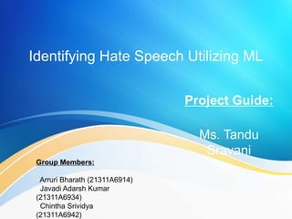 Hate speech detection using machine learning | PPTX