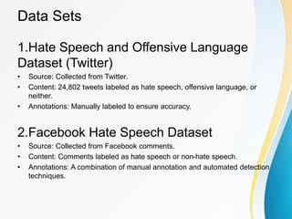 Hate speech detection using machine learning | PPTX