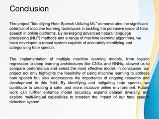 Hate speech detection using machine learning | PPTX