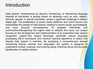Hate speech detection using machine learning | PPTX
