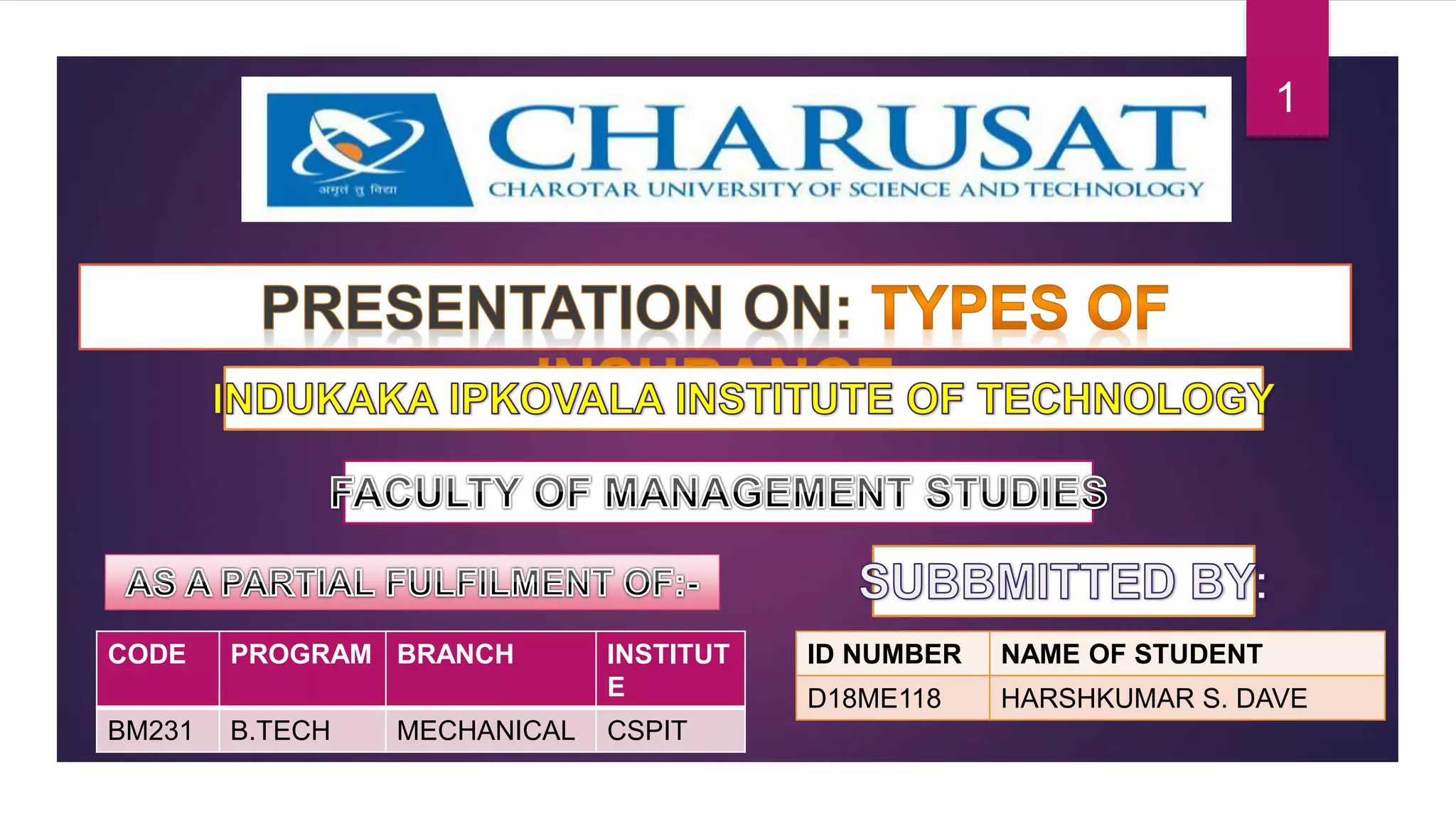 TYPES OF INSURANCE | PPT
