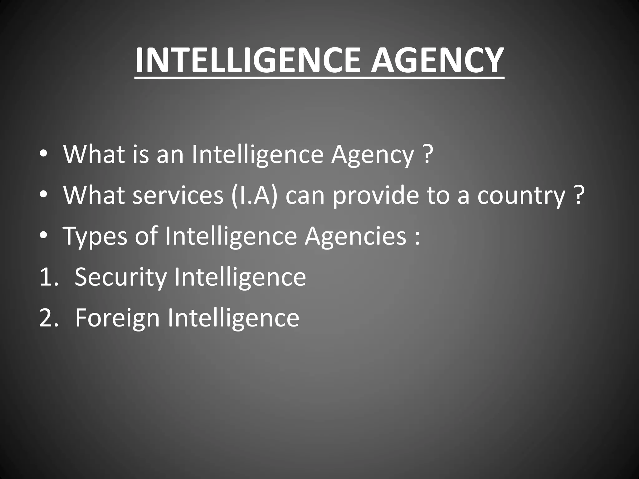 World's Top 6 Intelligence Agencies | PPTX