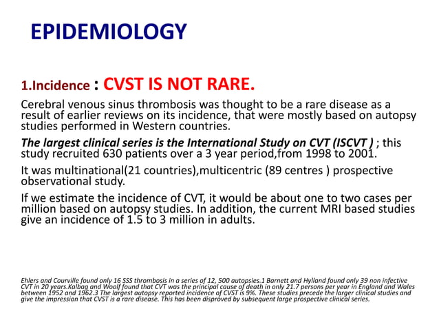 CVST central venous sinus thrombosis.pptx | Ear, Nose and Throat ...
