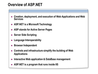 Developing an aspnet web application | PPTX