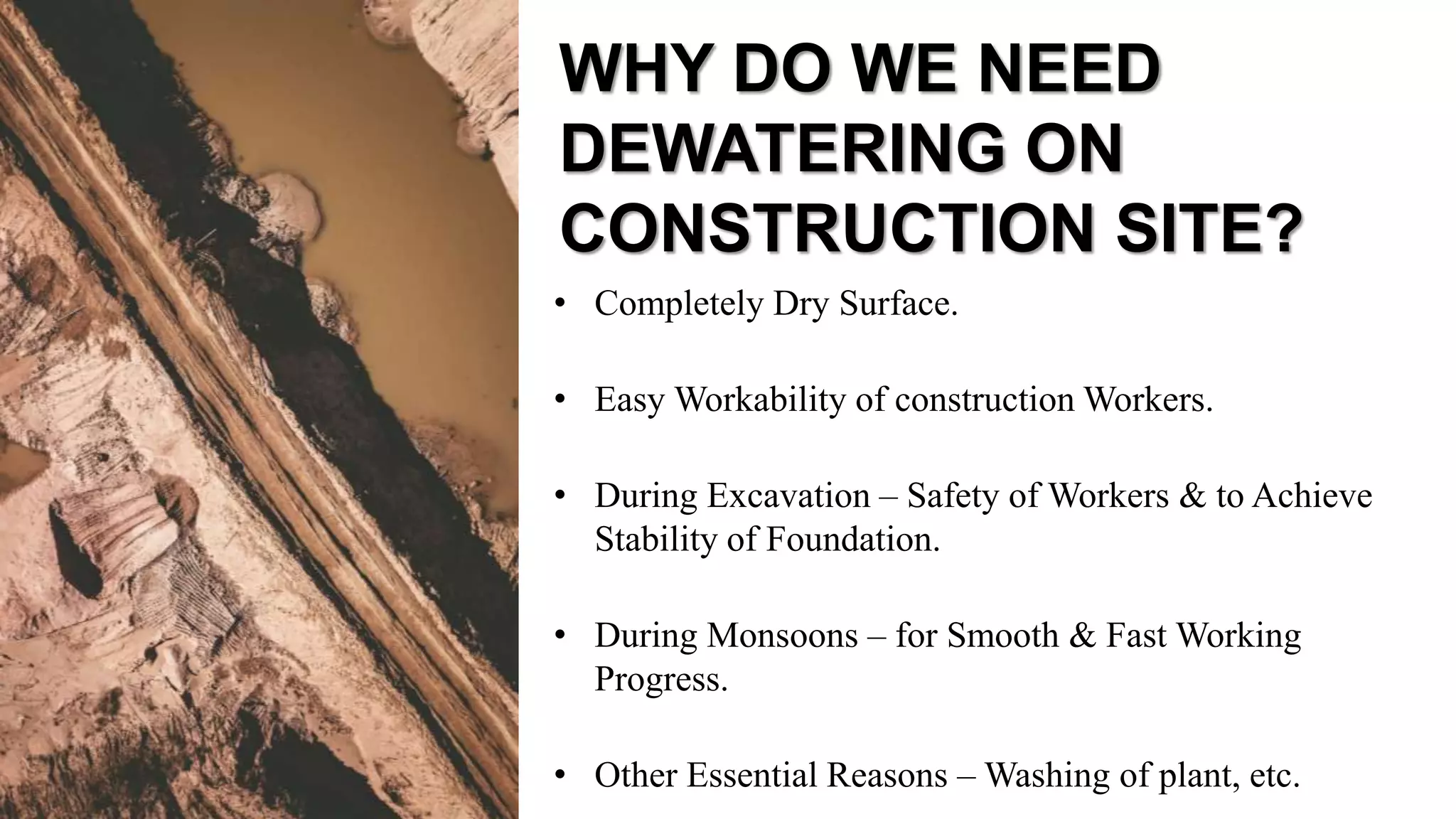 DEWATERING METHODS IN DIFFERENT SOIL CONDITIONS | PPSX
