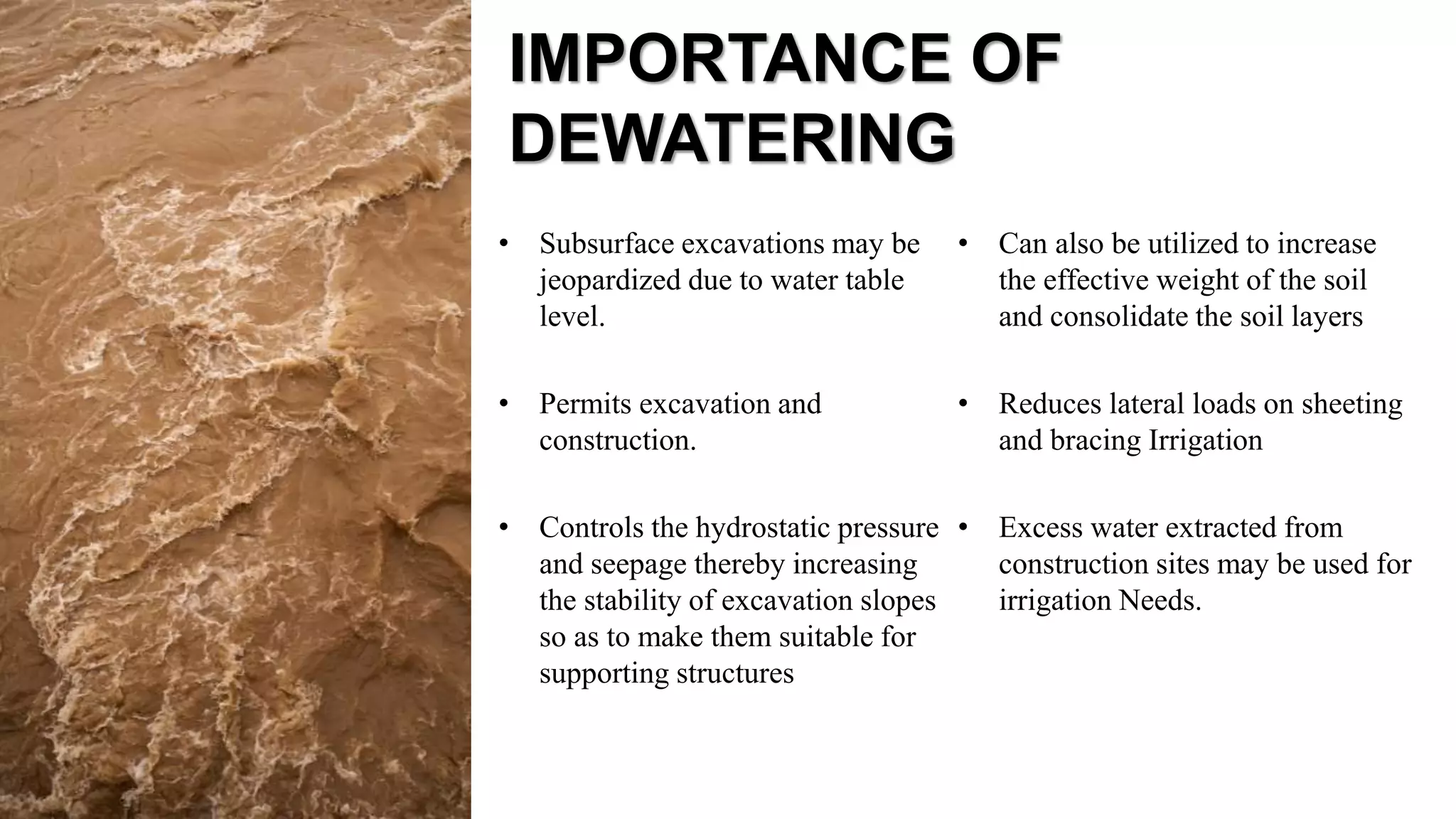 DEWATERING METHODS IN DIFFERENT SOIL CONDITIONS | PPSX