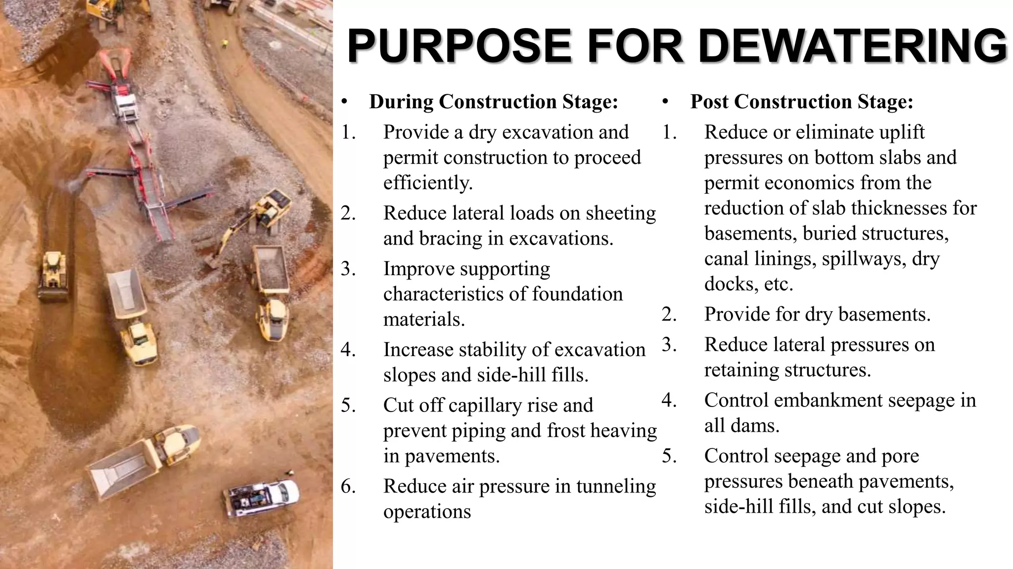 DEWATERING METHODS IN DIFFERENT SOIL CONDITIONS | PPSX