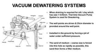 DEWATERING METHODS IN DIFFERENT SOIL CONDITIONS | PPSX