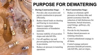DEWATERING METHODS IN DIFFERENT SOIL CONDITIONS | PPSX