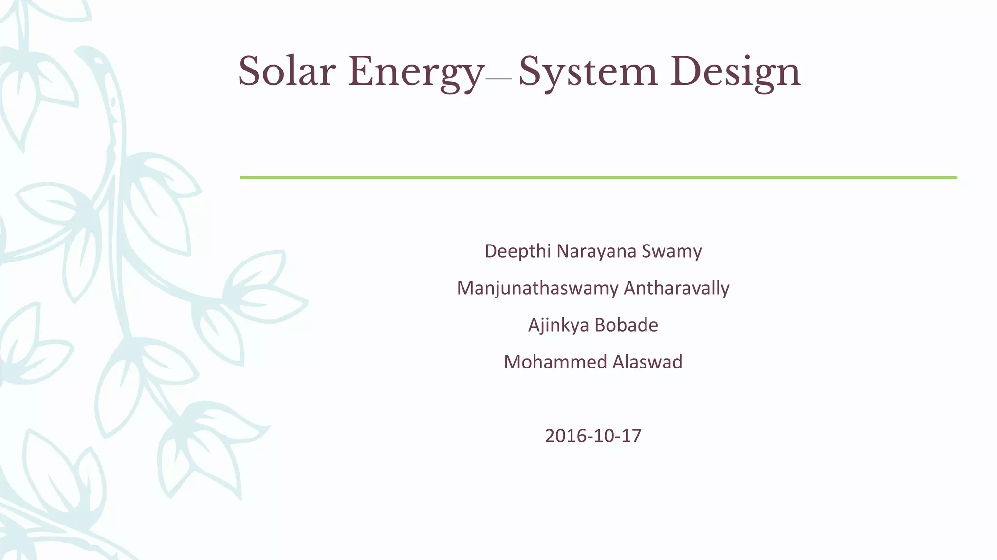 Solar system design | PPTX