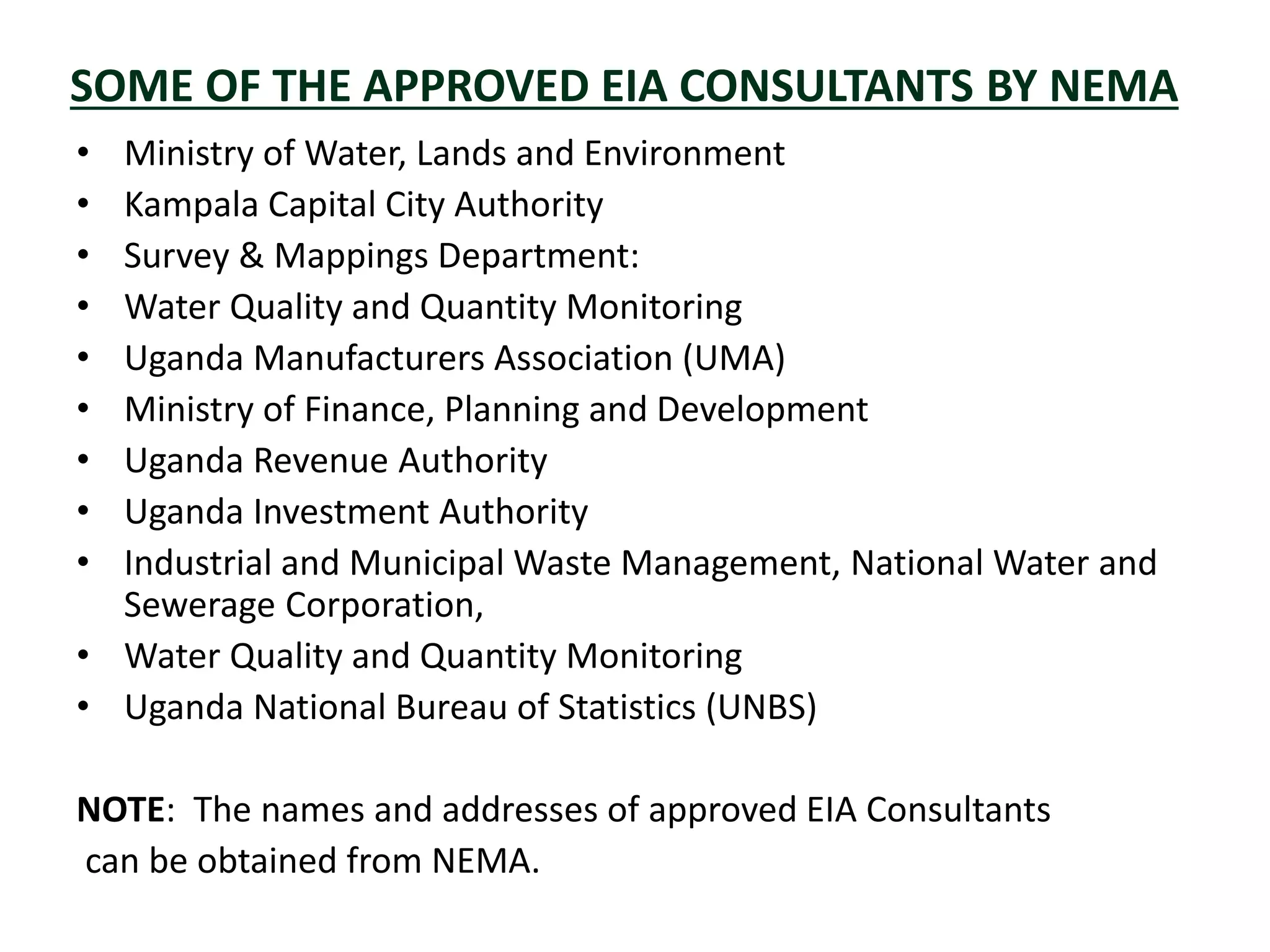 Environment impact Assessment (EIA) in Uganda | PPTX
