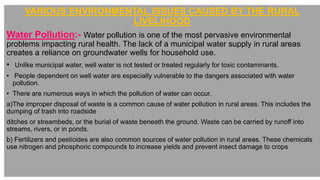 RURAL LIVELIHOOD AND ENVIORNMENTAL ISSUES | PPT