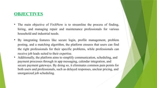 Final ppt FixItNow as a project on java management | PPTX