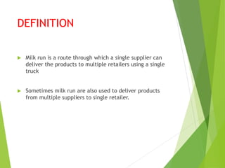 cross ducking,milk run ,pricing and revenue managment in LSCM | PPTX