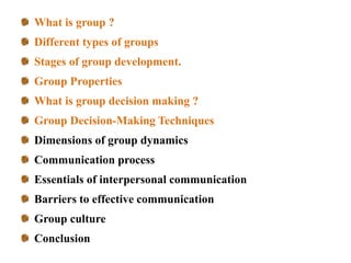 Communication and Group Dynamics | PPTX