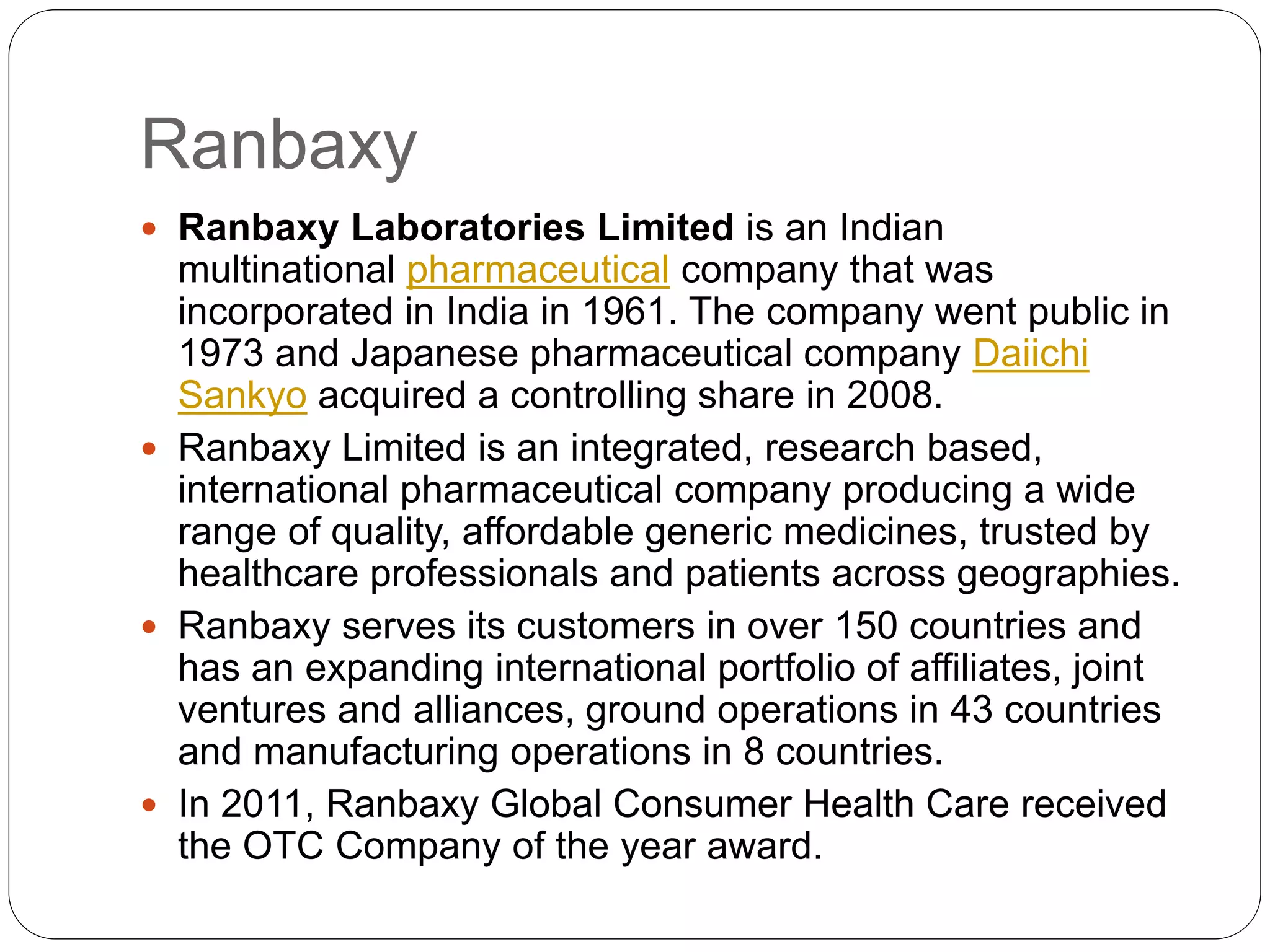 SunPharma Ranbaxy Acquisition | PPTX