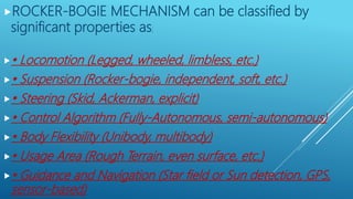 Rocker bogie mechanism (mars rover) final year mini project | PPTX