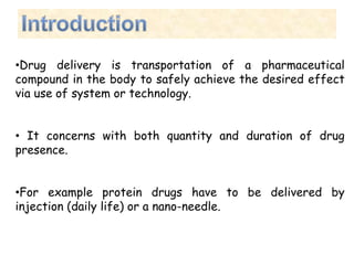 Applications of Nanotechnology in Drug Delivery | PPTX