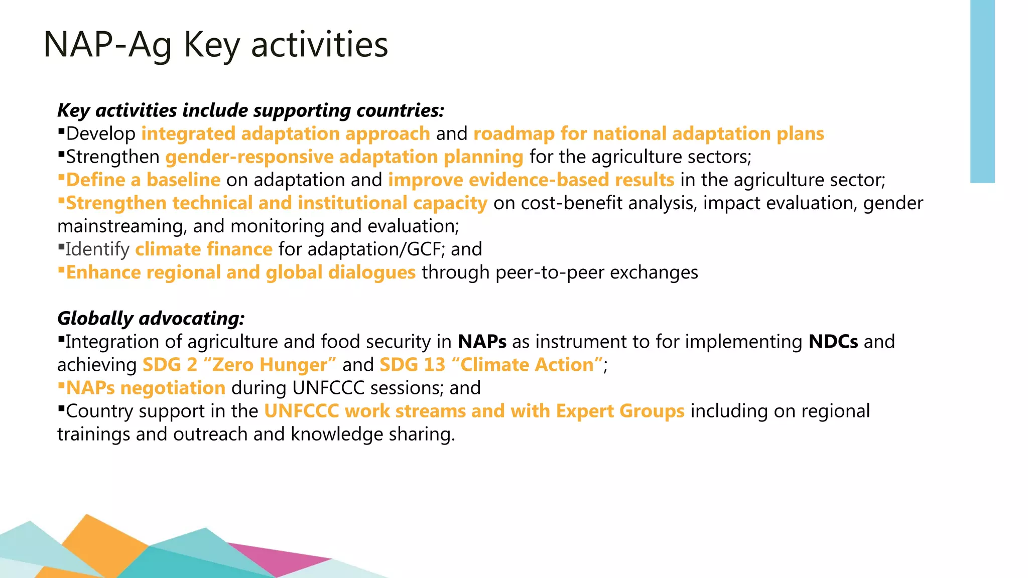 Addressing agriculture, forestry and fisheries in national adaptation ...