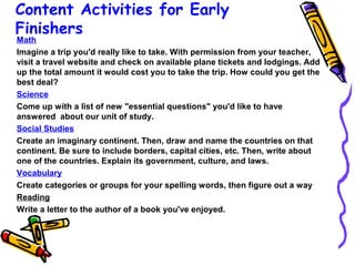What Do I Do When Students Finish Their Work Early (Common Core and ...