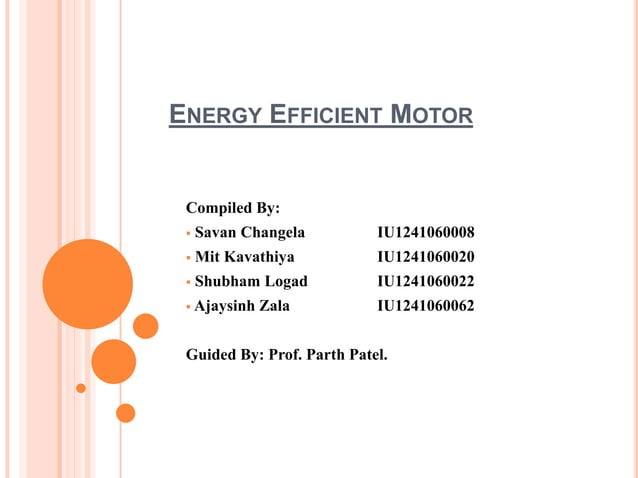 design of energy efficient motor | PPTX | Physics | Science