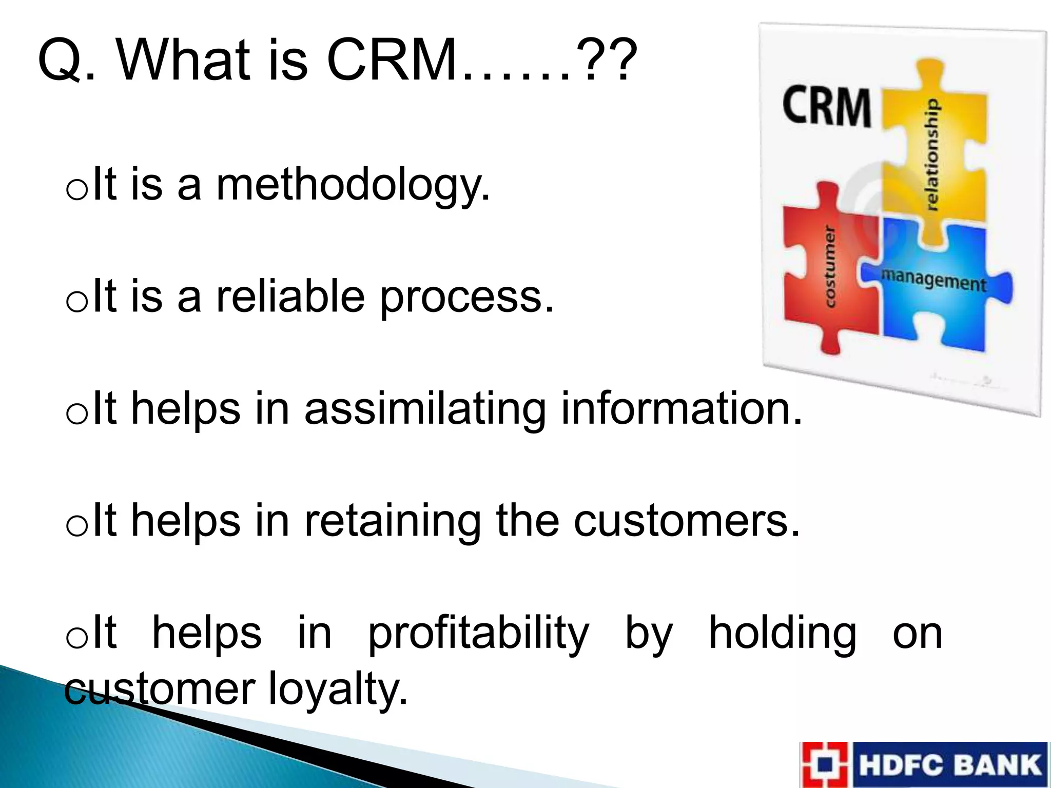 CRM Process Management In HDFC | PPTX