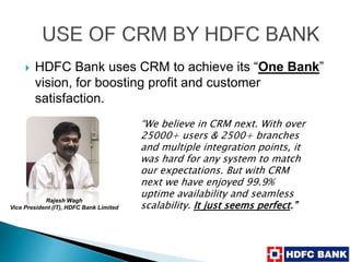 CRM Process Management In HDFC | PPTX