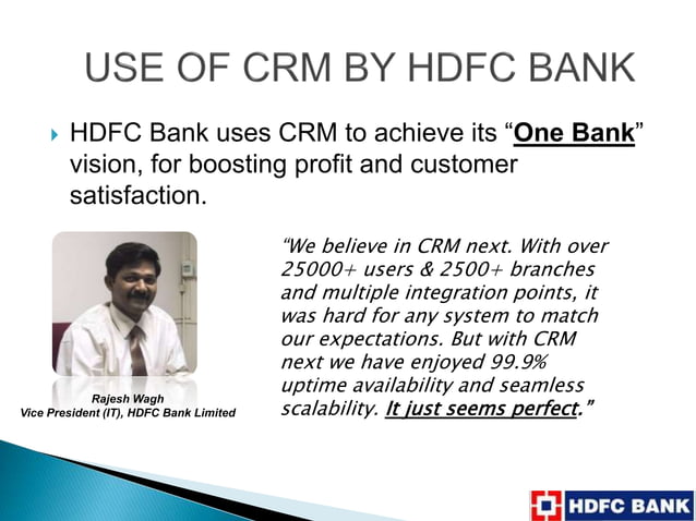 CRM Process Management In HDFC | PPTX
