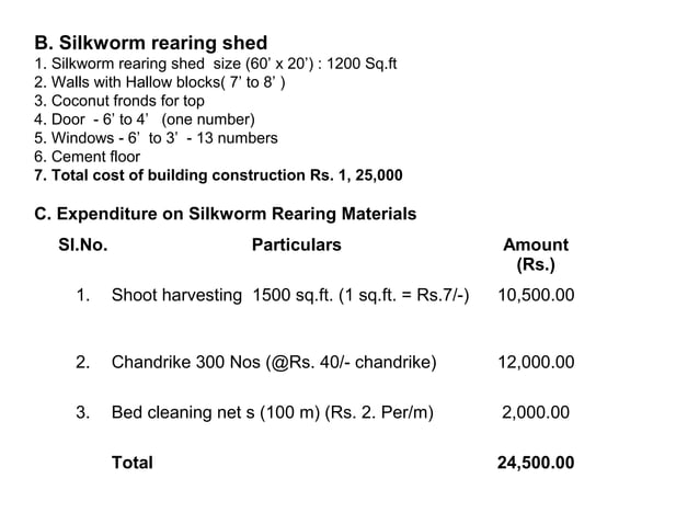 Sericulture; Rearing and Economics | PPT