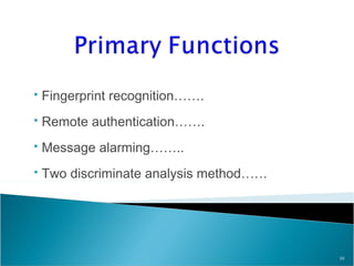 ATM Security by using Fingerprint Recognition And GSM | PPT