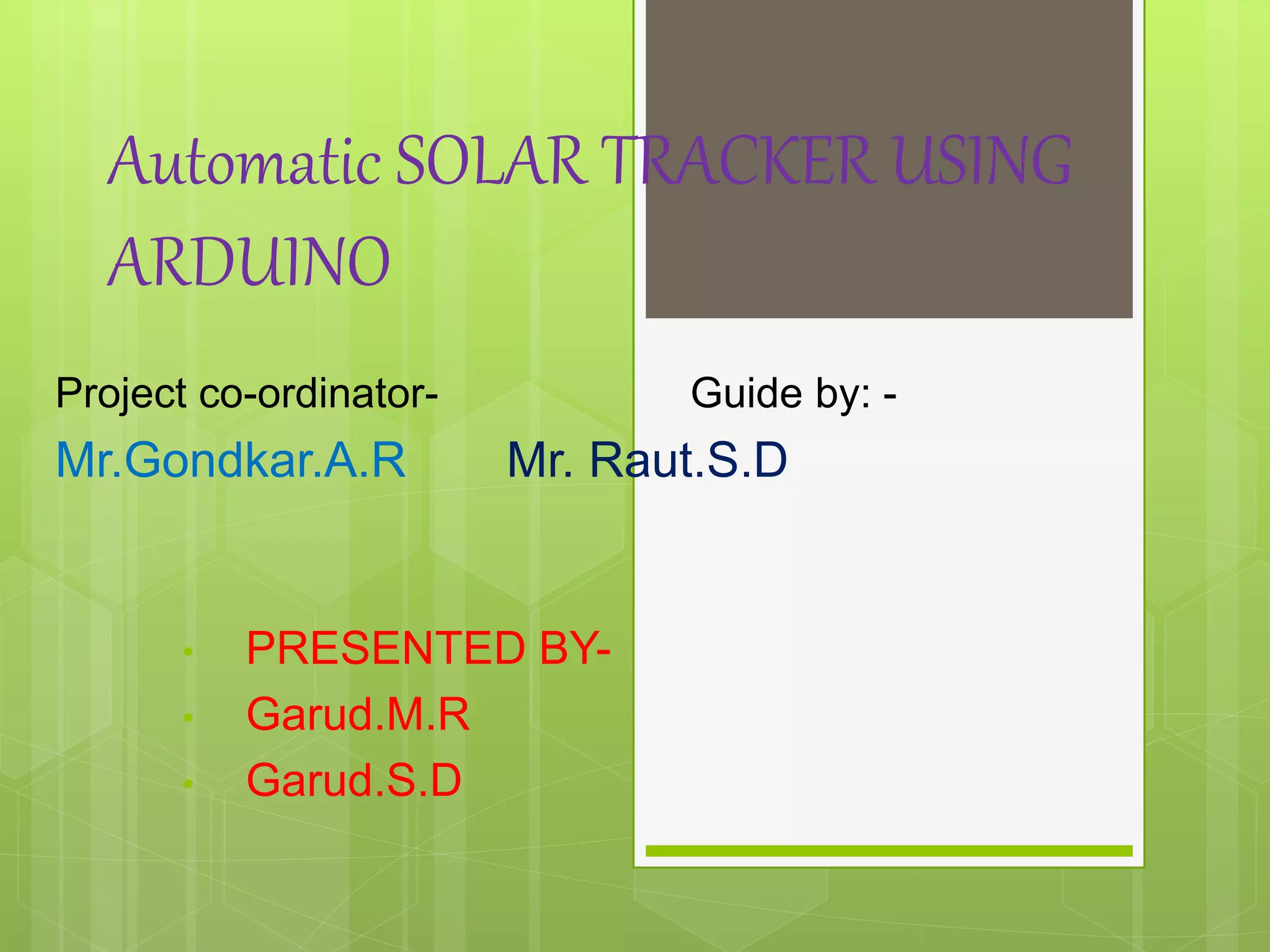 Final ppt on automatic solar traking system | PPTX