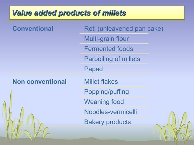 Status, Scope and challenges in Millet processing | PPTX | Commodities ...