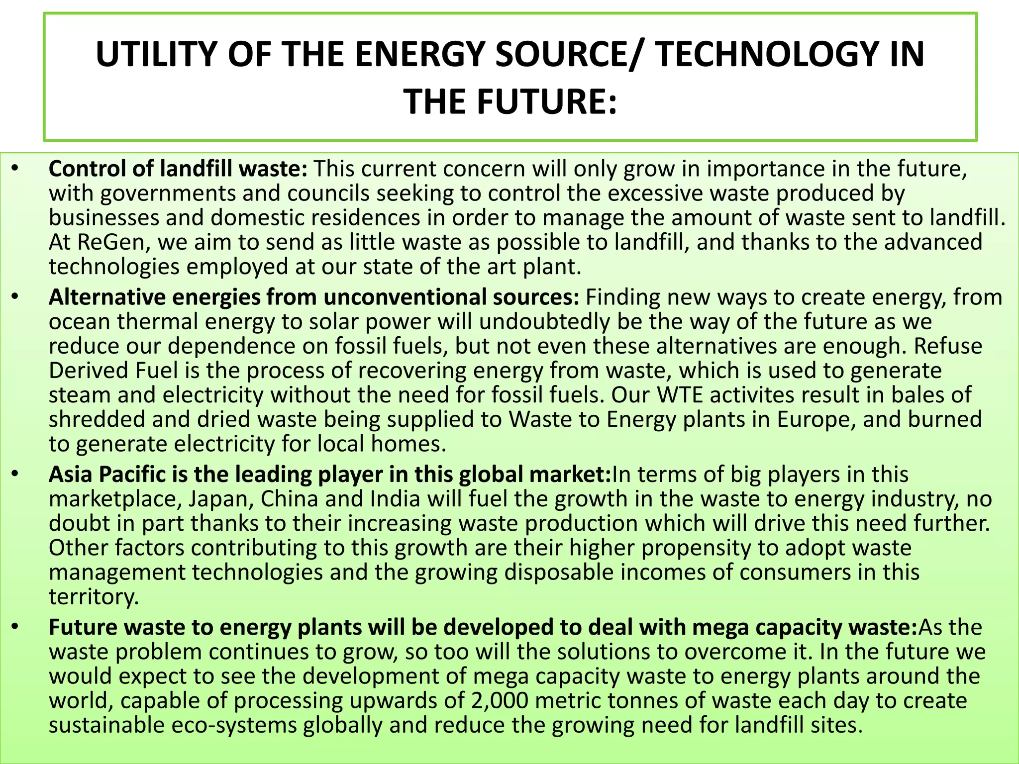 WASTE TO ENERGY PRESENTATION | PPTX