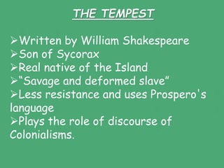 Character of caliban in "The Tempest" and "A Tempest" | PPTX | Fiction ...