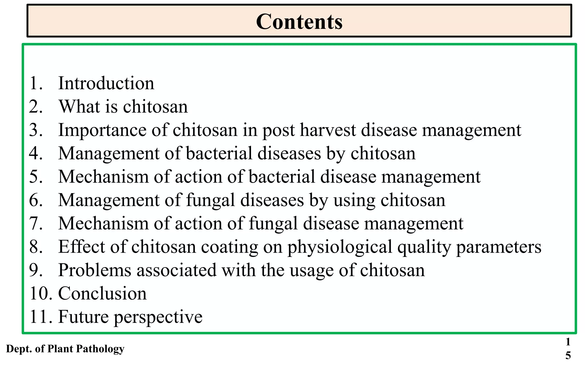 Role of chitosan in Post Harvest Disease Management | PPTX