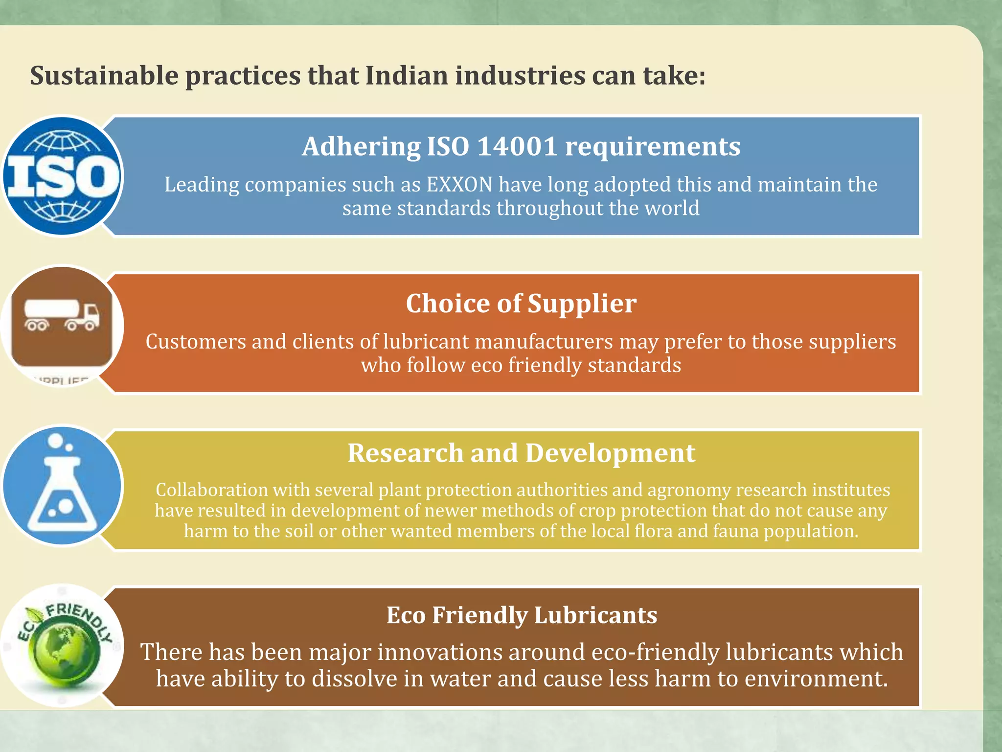Sustainable Practices in Lubricant Industry | PPT