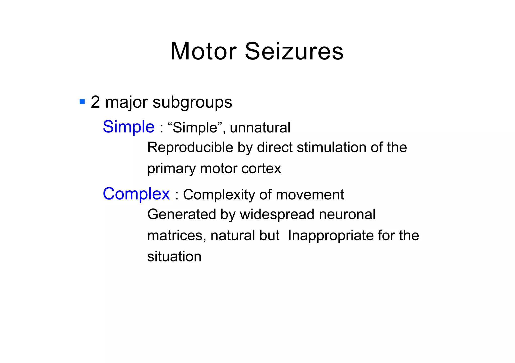 semiological classification of seizure, localisation and lateralisation ...