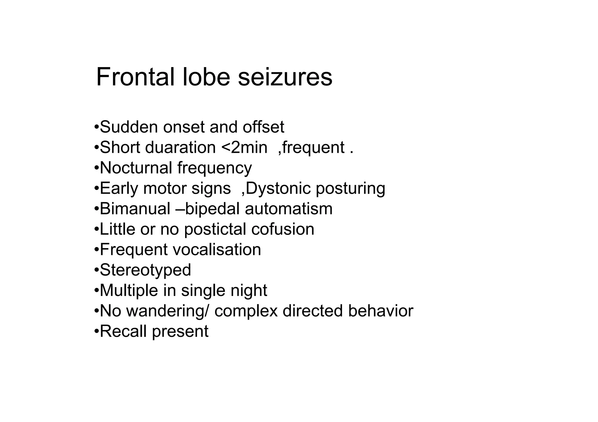 semiological classification of seizure, localisation and lateralisation ...