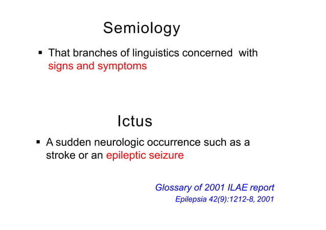 semiological classification of seizure, localisation and lateralisation ...
