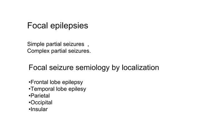 semiological classification of seizure, localisation and lateralisation ...