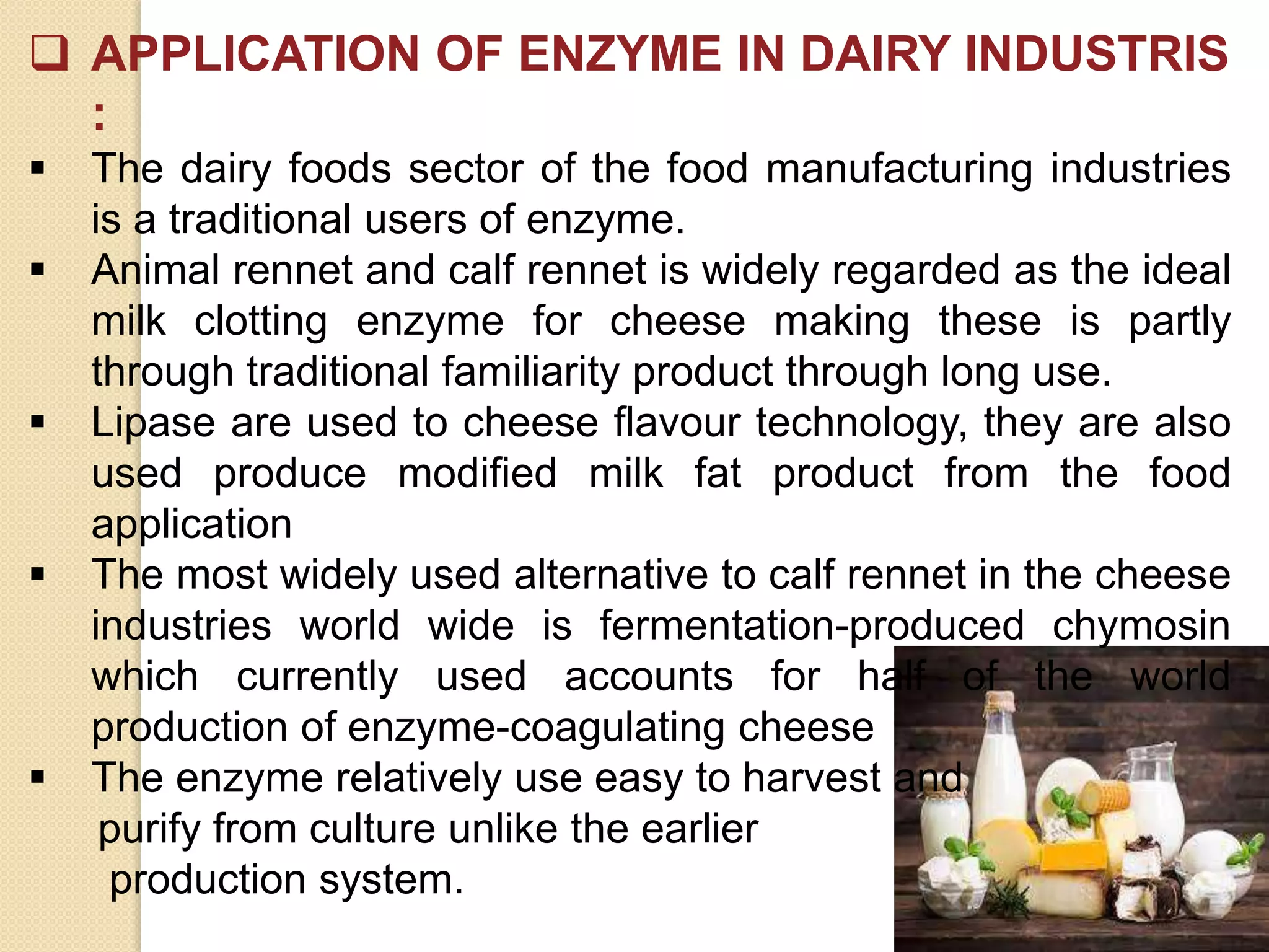 Role of enzymes in dairy processing | PPTX
