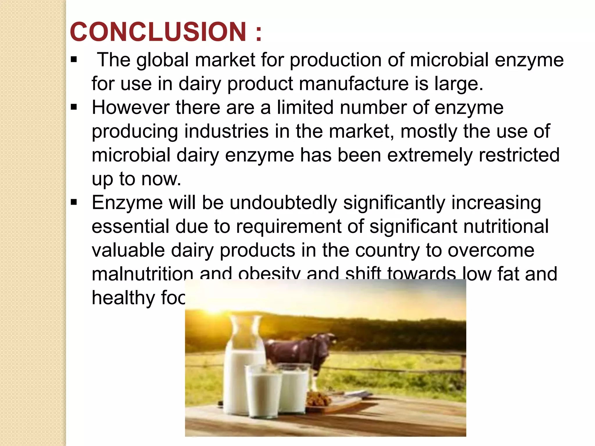 Role of enzymes in dairy processing | PPTX
