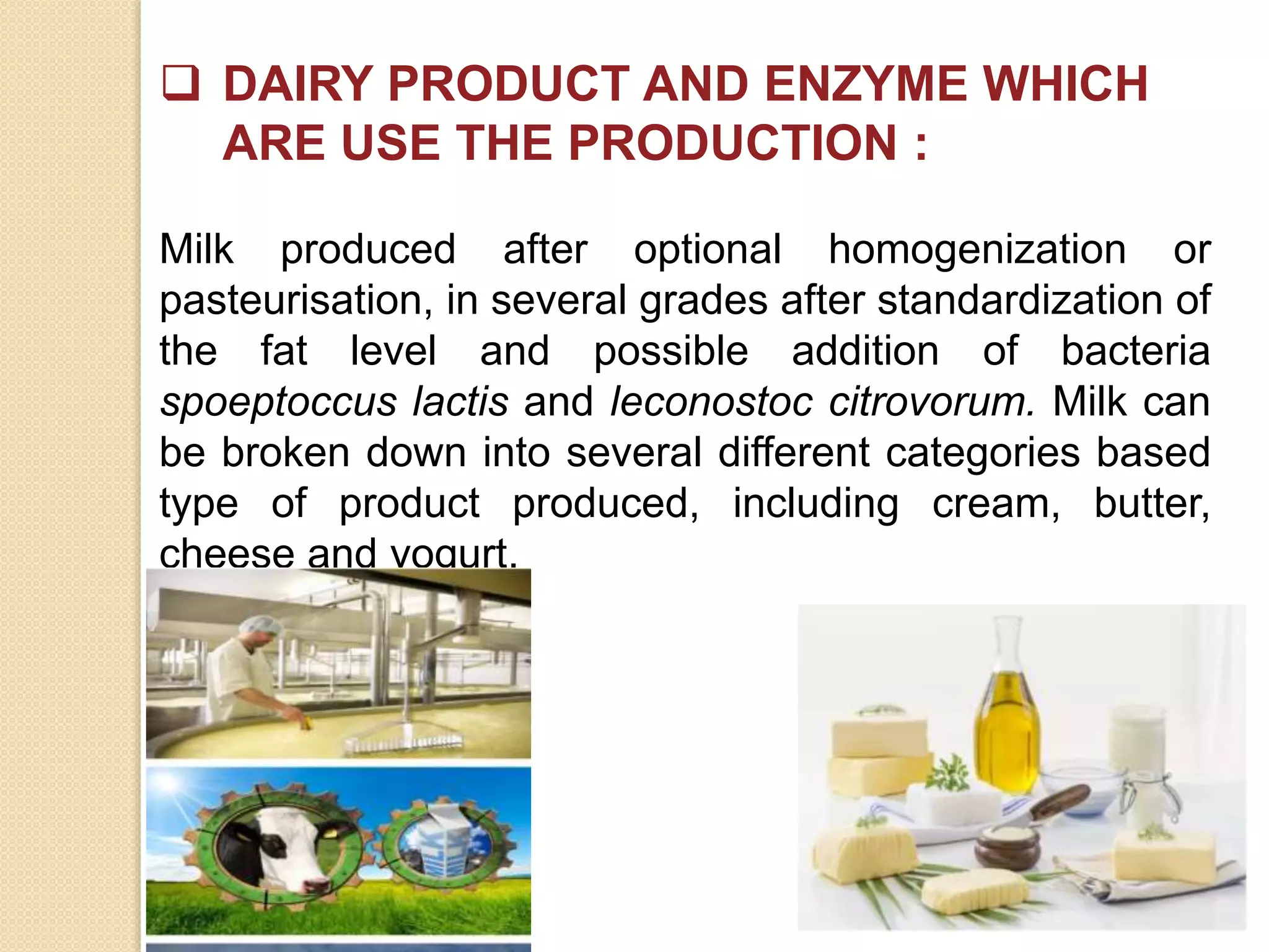 Role of enzymes in dairy processing | PPTX