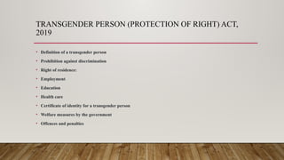 Transgender Status in India and Transgender Person (Protection of Right ...