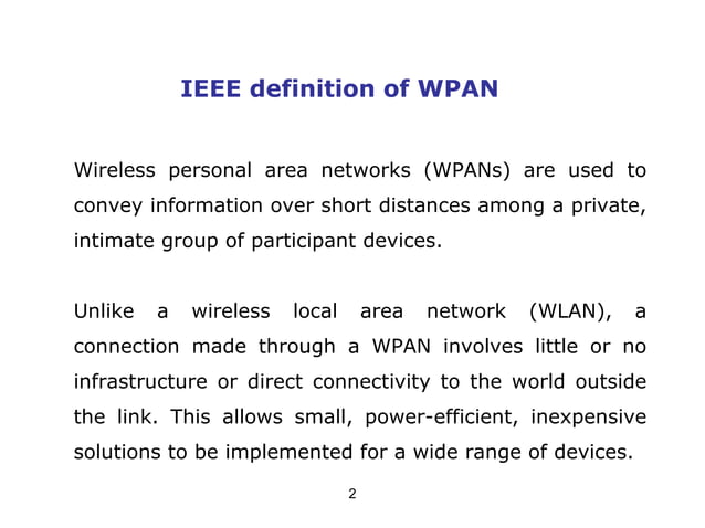 Wireless personal area networks(PAN) | PPT | Computer Networking ...