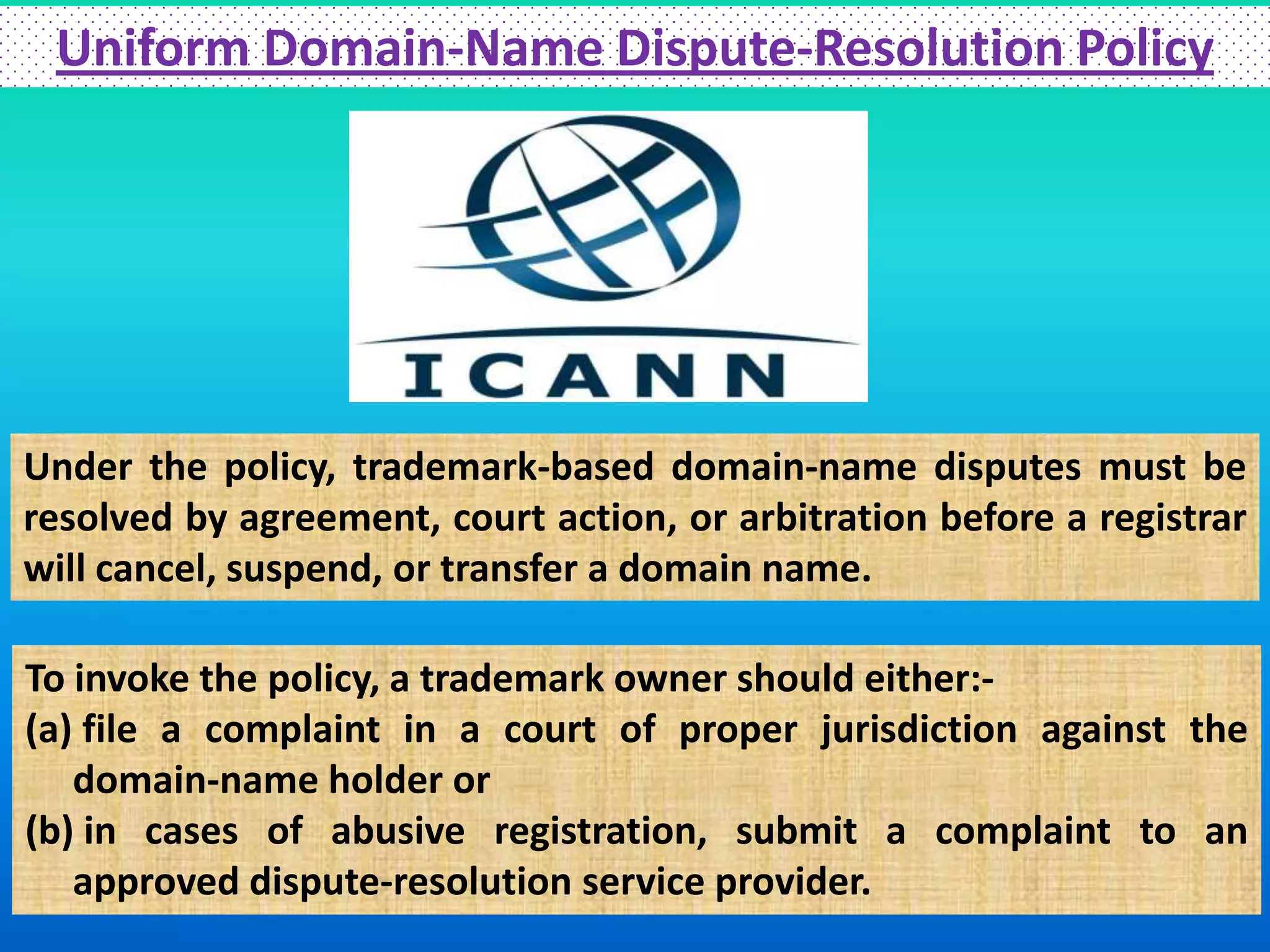 trademark issues in cyberspace | PPTX