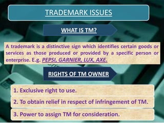 trademark issues in cyberspace | PPTX