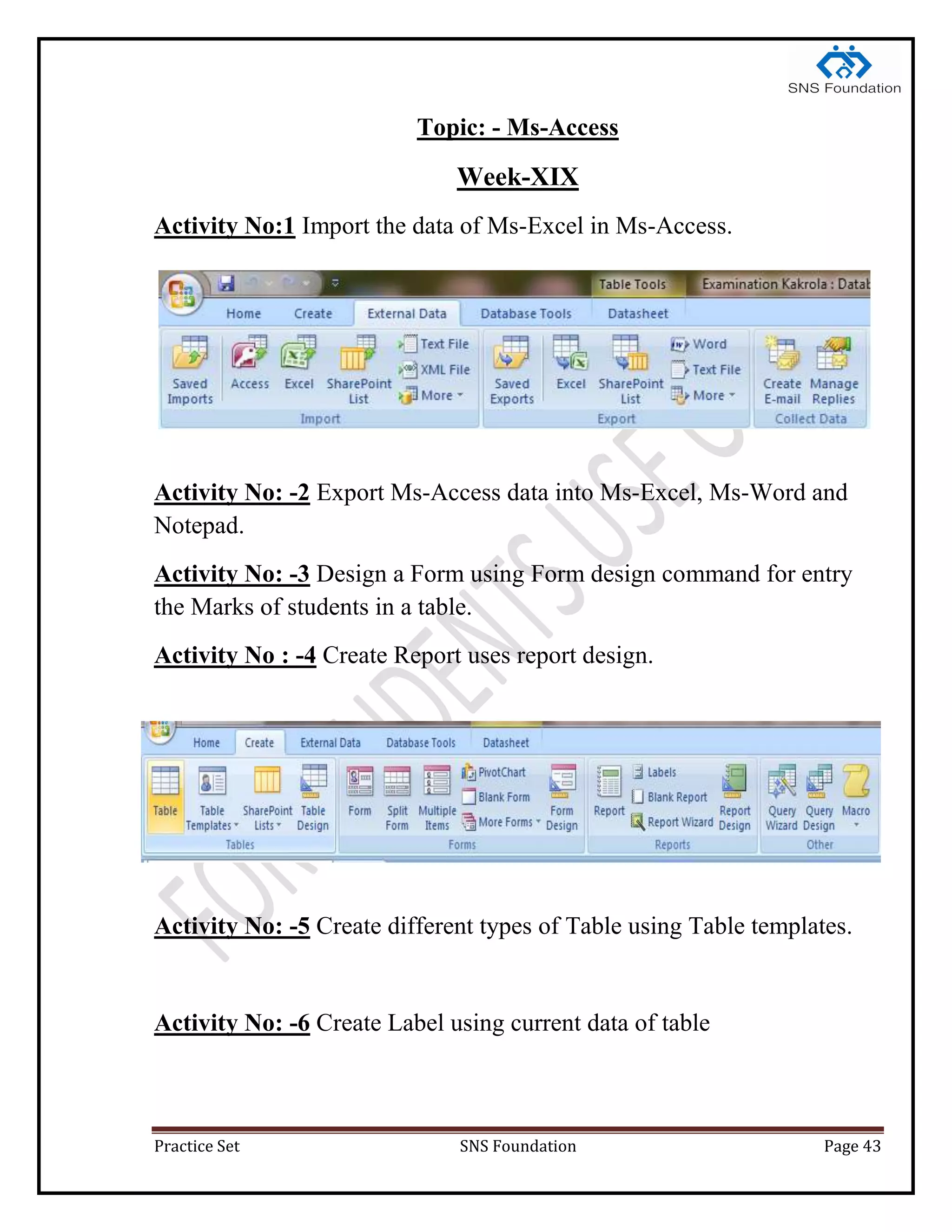 6 months module of Basic computer training | DOCX